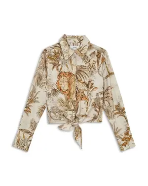REISS Cece Printed Button Front Shirt