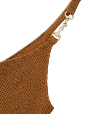 REISS Cara Ribbed Silk-blend Cami Top With Horse-bit Hardware - Rust