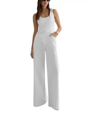 REISS Rose Scoop Neck Jumpsuit - Cream