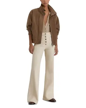 REISS Cali High Rise Flare Leg Jeans - Ecru