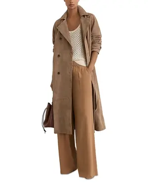 REISS Ester Leather Trench Coat