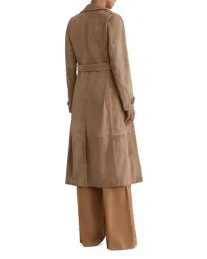 REISS Ester Leather Trench Coat