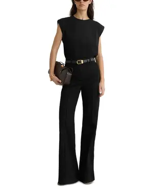 REISS Millie Cap Sleeve Tee - Black