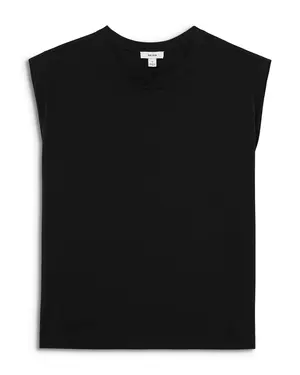 REISS Millie Cap Sleeve Tee - Black