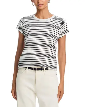 Rag & Bone Slub Stripe Crewneck T-shirt - Ivory