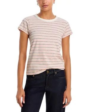 Rag & Bone Slub Stripe Crewneck T-shirt - Light Blut Multi