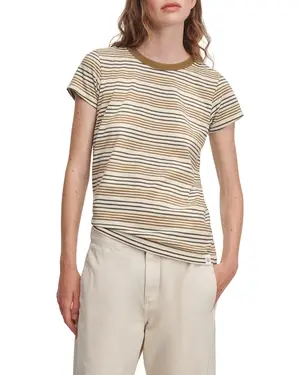 Rag & Bone Slub Stripe Crewneck T-shirt - Light Blut Multi