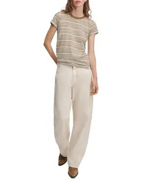 Rag & Bone Slub Stripe Crewneck T-shirt - Light Blut Multi