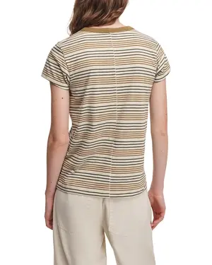 Rag & Bone Slub Stripe Crewneck T-shirt - Light Blut Multi