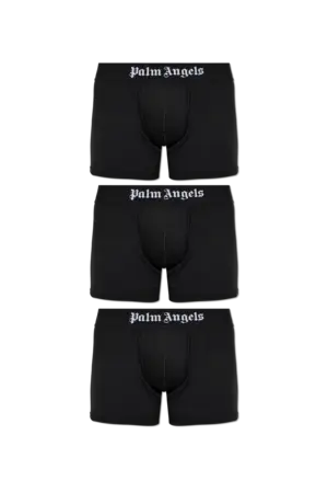 Palm Angels Three-pack Of Boxers With Logo - Black