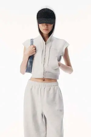 Alexander Wang Crystal Embellished Zip-up Hoodie