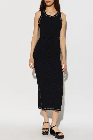 Issey Miyake Sleeveless Midi Dress With Contrast Stitching