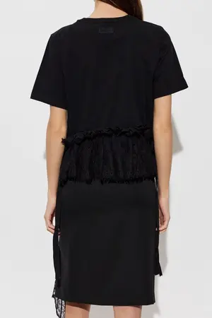 Alexander McQueen Cotton T-shirt With Lace Trim