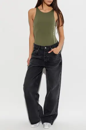 Palm Angels Sleeveless Bodysuit With Printed Logo
