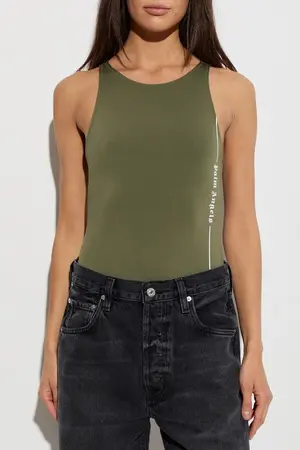Palm Angels Sleeveless Bodysuit With Printed Logo