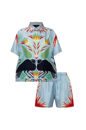 Etro Silk Printed Shirt And Shorts Set - Multicolour