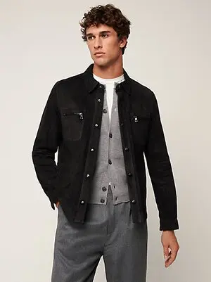 Overland Max Reversible Suede Shirt Jacket - Black