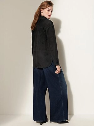 Overland Tara Reversible Suede Leather Shirt Jacket - Black/black