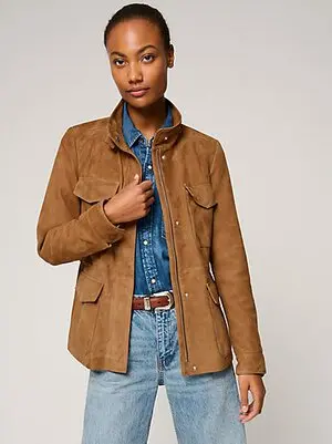 Overland Angie Suede Leather Jacket - Tobacco