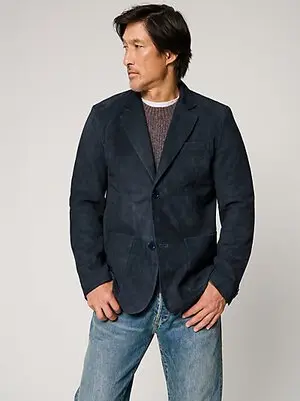 Overland Malcolm Suede Leather Blazer - Navy
