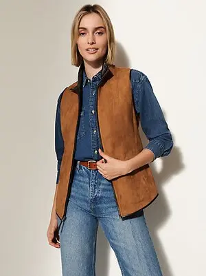Overland Ally Reversible Vest - Cognac/black