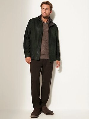 Overland Carter Distressed Leather Jacket - Moss/rustc