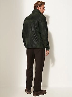 Overland Carter Distressed Leather Jacket - Moss/rustc