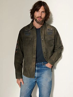 Overland Bison Peak Suede Leather Shirt Jacket - Elk