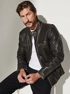 Overland Retro Leather Moto Jacket - Black