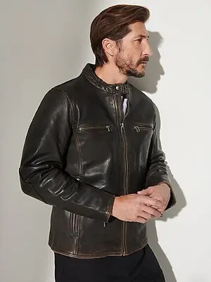 Overland Retro Leather Moto Jacket