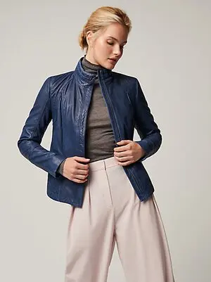 Overland Azura Leather Jacket - Blue 2