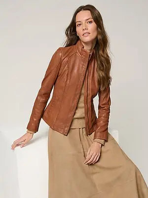 Overland Azura Leather Jacket - Cognac 2