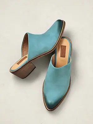 Overland S Cove Leather Mules - Ocean
