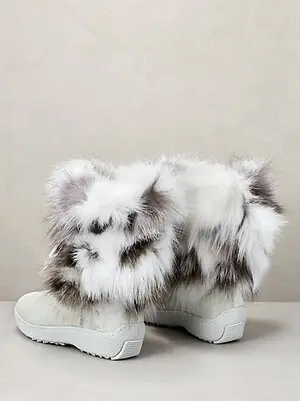 Overland S Volpe Fur Boots - White/black Tipping