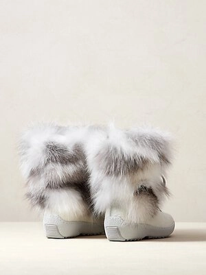 Overland S Volpe Fur Boots - White/black Tipping