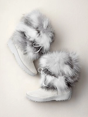Overland S Volpe Fur Boots - White/black Tipping