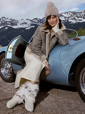 Overland S Volpe Fur Boots - White/black Tipping