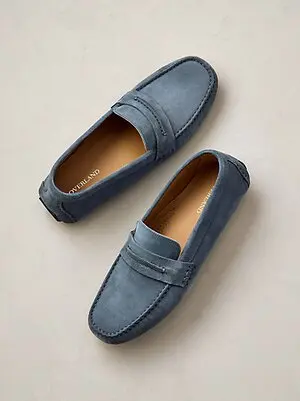 Overland Suede Leather Loafers - Denim