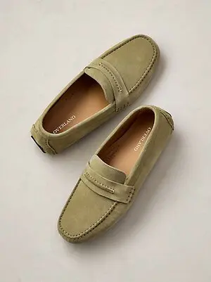 Overland Suede Leather Loafers - Olive