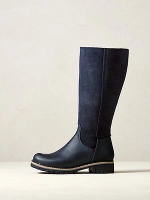 BOS & CO S Hudson Shearling-lined Water-resistant Leather Boots - Navy