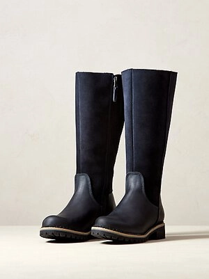 BOS & CO S Hudson Shearling-lined Water-resistant Leather Boots - Navy
