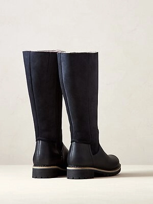BOS & CO S Hudson Shearling-lined Water-resistant Leather Boots - Navy