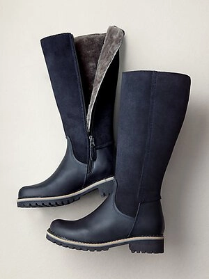 BOS & CO S Hudson Shearling-lined Water-resistant Leather Boots - Navy