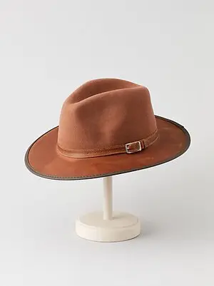 Overland Pinnacle Wool Felt Safari Hat With Leather Brim And Trim - Saddle