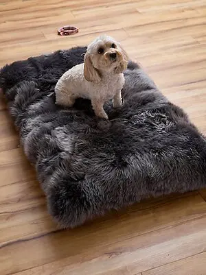 Overland Sheepskin Floor Cushion Rug - Steel