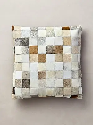 Overland 18" X 18" Venetian Cowhide Pillow - Mink