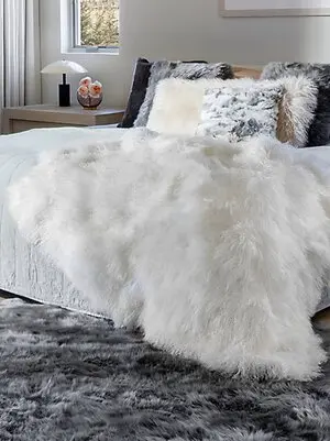 Overland Polar Dreams Tibetan Lamb Blanket - Ivory