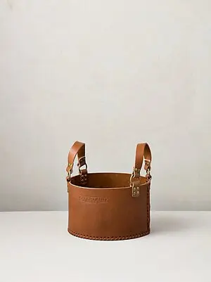 Overland Small Leather Basket - Saddle