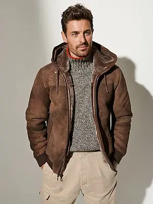 Overland Luke Hooded Sheepskin Jacket - Rust Briesa