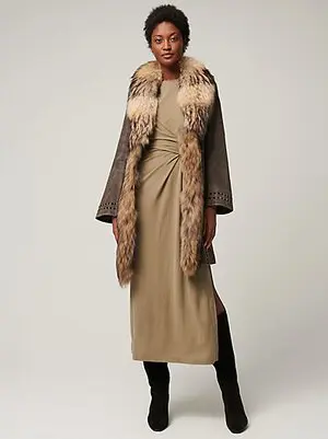 Overland Felicity Lambskin Leather Coat With Asiatic Raccoon Fur Trim